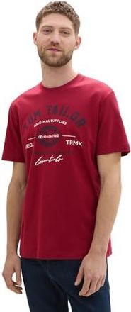 Tom Tailor T-Shirt pour Homme, 35930 - Rouge Profond, S