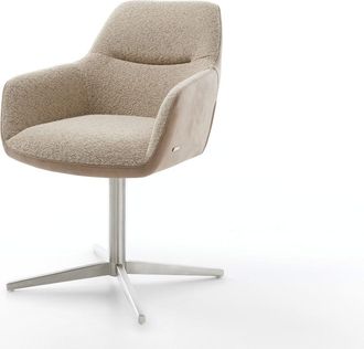 DELIFE Drehstuhl Pejo-Flex Materialmix Schlamm Fu&szlig;kreuz Edelstahl 360&deg; drehbar Taschenfederkern, Esszimmerst&uuml;hle