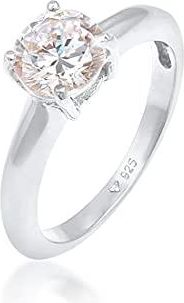 Elli Bague Femme Solitaire avec Pierres de Zircon Cubique en Argent Sterling 925