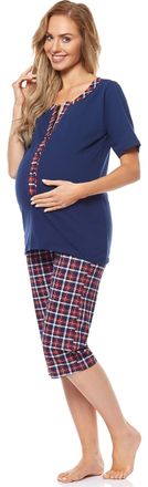 Be Mammy Damen Schlafanzug Stillpyjama H2L2N2 (Dunkelblau, S)