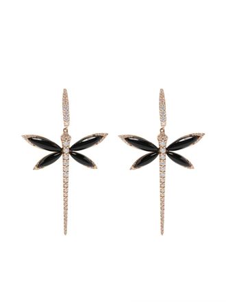 Anapsara boucle doreille Small Dragonfly en or rose 18ct pavée de diamants