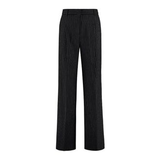 Michael Kors Pantalon Large &agrave; Rayures Tennis - Femme - Pantalons - Noir - Taille: 40 FR