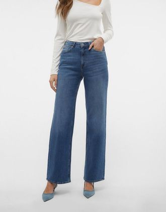 Vero Moda Tessa - Jeans in Mittelblau mit weitem Bein