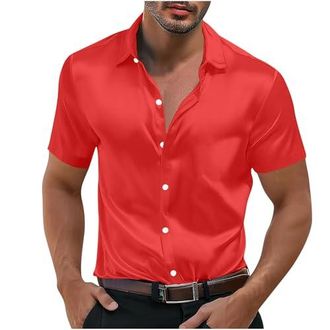 Generic Chemise &agrave; manches courtes pour homme - Chemise d&eacute;t&eacute; unie classique confortable et l&eacute;g&egrave;re - Col rabattu - Anti-plis - Respirante - D&eacute;contract&eacute;e - Bouto