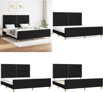 vidaXL Cadre de lit sans matelas noir 160x200 cm tissu - Cadre De Lit - Lit Double - Tête De Lit Ajustable - Literie - Meubles De Chambre - Home & Living