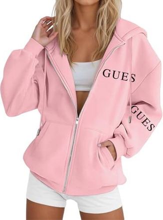 Generic 2026 Vestes &agrave; capuche pour femme avec fermeture &eacute;clair - Pull imprim&eacute; &eacute;l&eacute;gant - Coupe ample - Sweat en polaire confortable - Doux et chaud - Pour lext