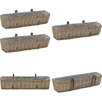 vidaXL Vidaxl - Jardini&egrave;res de balcon 2 pcs osier avec rev&ecirc;tement en pe 80 cm - Jardini&egrave;re En Osier - Pot De Fleurs Ext&eacute;rieur - D&eacute;coration Jardin - Plante