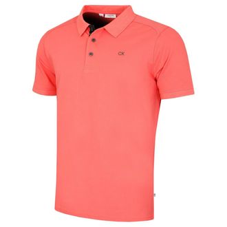 Calvin Klein Herren Campus 3 Knopf Kragen Polo Hemd - Pfirsichtarn - XXXXXL