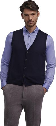 Falke Herren Strickjacke Basic New Merino Gilet M Ve Wolle weich elegant klassisch f&uuml;r Business und Freizeit 1 St&uuml;ck, Blau Night Sky 6437, XXL