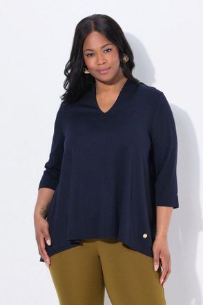 Ulla Popken T-Shirt T-Shirt R&uuml;ckenfalte A-Linie Kelchkragen 3/4-Arm