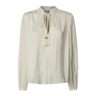 Pepe Jeans London Femme, Blouses et Chemises, Blanc, Taille: 40 FR Chemisier en satin avec col mao