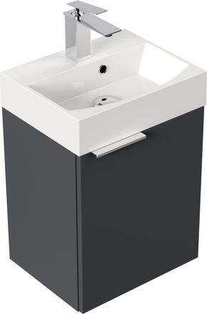 Magnolia Home Gäste WC Badmöbel Kubus Slimline 40cm SoftClose Farbe Grafit