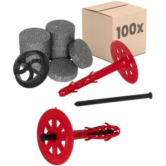 Protektor Protektor D&auml;mmstoffd&uuml;bel Standard - Set &Oslash;10x200mm Kunststoffnagel (100 St + 200 Rond. +1 Fr&auml;ser)