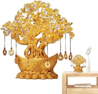 Generic Arbre &agrave; Monnaie en Chinois - D&eacute;coration de prosp&eacute;rit&eacute;, de Citrine dor&eacute;e | Symbole Traditionnel de Chance et dabondance plac&eacute; dans la Maison ou la Zone