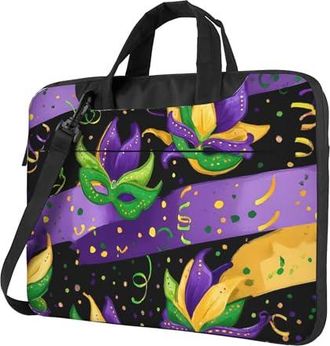 Generic Sac de protection pour ordinateur portable de 15,6 pouces avec bandouli&egrave;re - Motif masque de carnaval - Housse de protection antichoc pour ordinateur 