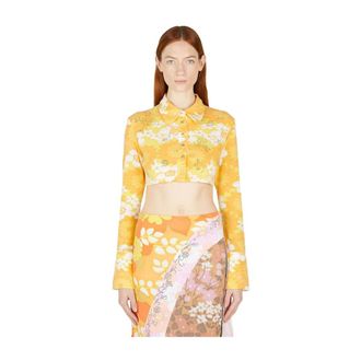 Rave Review Blumiges Cropped Shirt - - Blouses & Shirts - Damen - Mehrfarbig - M