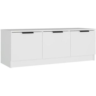 vidaXL Vidaxl - Meuble TV blanc 102x35x36,5 cm - Bois ding&eacute;nierie - R&eacute;sistant &agrave; lhumidit&eacute; - Compartiments pour appareils multim&eacute;dias