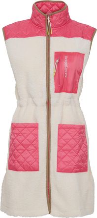 The Jogg Concept JCBERRI LONG Damen Weste Fleece Outdoor Weste Lange Weste Reißverschluss mit hochabschließendem Kragen mit Teddyfutter, Größe:XS, Farbe:Azalea Pink Mi