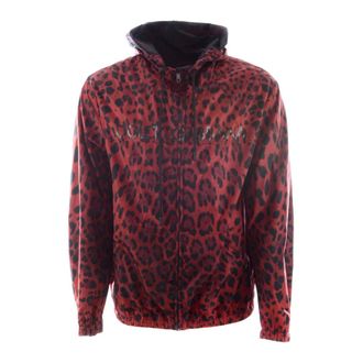 Dolce & Gabbana Homme, Vestes, Rouge, Taille: M Veste de sport &agrave; capuche imprim&eacute; animal
