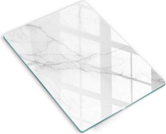 Generic Wallfluent Robuste mit Motiv Anti-Rutsch-Pads Sechseckig 40x52 cm Geh&auml;rtetem Glas Hartglas F&uuml;r k&uuml;che Schneidebrett - Zarter wei&szlig;er Marmor