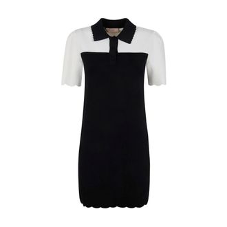 Twinset Kurzes- zweifarbiges Strickkleid - - Dresses - Damen - Schwarzk - M
