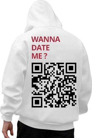 Generic Pull &agrave; capuche &agrave; manches longues et poche pour la Saint-Valentin 2026 - Couleur unie - Pour homme et femme, blanc, XXL