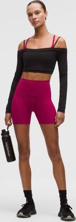 lululemon Wunder Train Shorts mit hohem Bund f&uuml;r Frauen - 15 cm - Gr&ouml;&szlig;e 10 in Berry Rumble