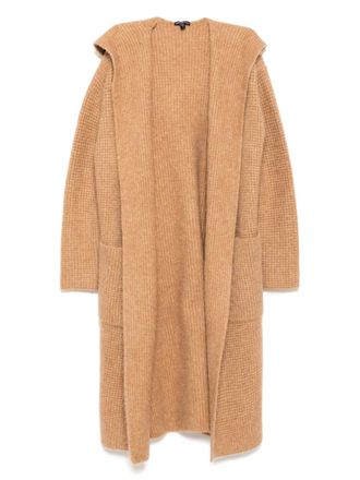 James Perse Grob gestrickter Kapuzenmantel mit Waffelstrick-Muster - Braun