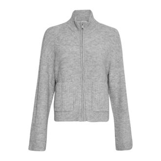 Moss Copenhagen Hope Zip Cardigan - Light Grey Melange - - Knitwear - Damen - Grau - XS/S