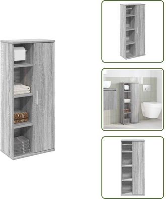 vidaXL The Living Store - vidaXL Badezimmerschrank mit Rollenhalter Grau Sonoma 39x22x90 cm