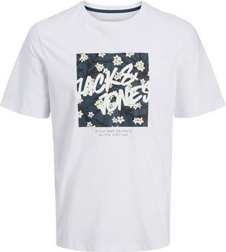 Jack & Jones Jack & Jones JJHAWAII Shape Tee SS Crew Neck LN T-Shirt pour Homme, Blanc., XXL