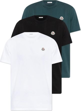 Moncler Homme, Tops, Multicolore, Taille: 3XL Lot de trois T-shirts en jersey de coton avec logo appliqu&eacute;
