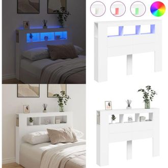 vidaXL LED-Kopfteil Wei&szlig; 140x18,5x103,5 cm Holzwerkstoff - Holzbett - Betthaupt - LED Beleuchtung - Nachttischlampe - Wohnzimmerdeko - Home & Living