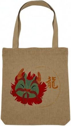 Fabulous Sac Shopping Tote Bag Aspect Lin - Dragon Illustration Zodiaque Chinois Dessin Illustration Horoscope Animal - Sac de Courses Toile Epaisse 360g Beige