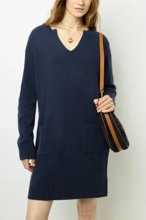 Gerard Darel Robe &agrave; col tunisien en laine et cachemire - SOFIA - Marine