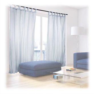 Relaxdays Rideaux avec passants lot de 6 rideaux unis transparents en polyester HxlxP: 245 x 140 x 0,1 cm, argenté