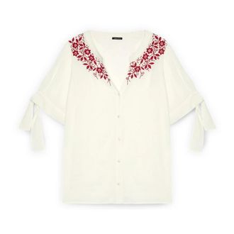 Fiorella Rubino Bluse mit floraler Stickerei - - Blouses & Shirts - Damen - Wei&szlig; - 3XL