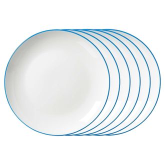 Ritzenhoff & Breker Adela Dessertteller 20.5 cm, 6er Set, Runde Kuchenteller mit schmalem Farbrand, Sp&uuml;lmaschinenfest, Blau