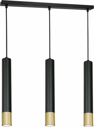 Licht-Erlebnisse Licht-erlebnisse - H&auml;ngelampe Schwarz Gold b: 60 cm 3-flammig GU10 Metall Pendelleuchte Esstisch Wohnzimmertisch