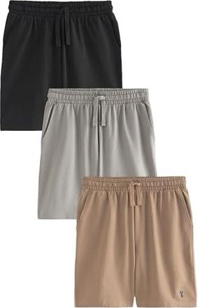 Next Homme Short 100% Coton léger, Lot de 3 Noir/Gris/Brun 3XL