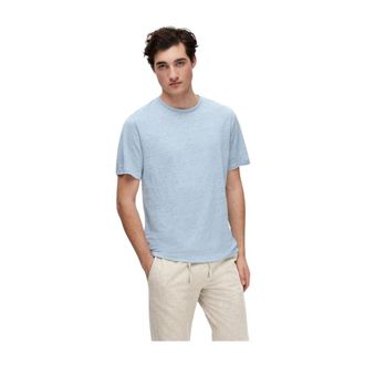 Selected Leinen T-Shirt mit kurzen &Auml;rmeln - - Tops - Herren - Blau - 2XL