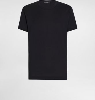 Dolce & Gabbana Cotton T-shirt With Logo - Mann T-shirts Und Polos Blau 46