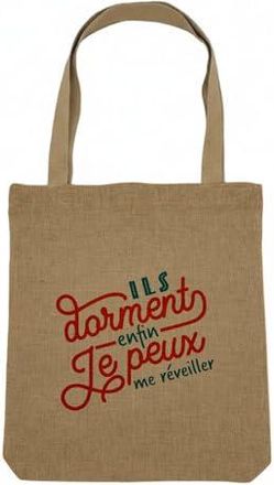Fabulous Sac Shopping Tote Bag Aspect Lin - Ils Dorment Je Peux me R&eacute;veiller Humour Blague - Sac de Courses Toile Epaisse 360g Beige Naturel Cabas Port&eacute; Epaule