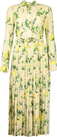 Monique Lhuillier long-sleeves pleated dress - Vert