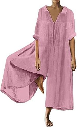 Generic Combinaison Grossesse Mode féminine tempérament féminin élégant Long Confortable et Respirant Combinaison à Manches en Cinq Parties Robe Longue Moulan