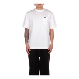Fred Perry Homme, Tops, Blanc, Taille: M T-Shirt avec poche