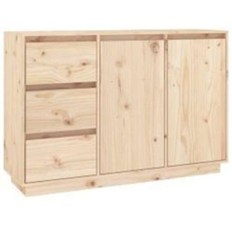Les Tendances Petit buffet 2 portes 3 tiroirs en bois massif de pin Romane - Style classique et fonctionnel-Naturel