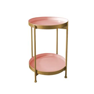 Generic Runder Metallbeistelltisch mit 2 Ebenen mit abnehmbarem Tablett, stilvoller Kreis Couchtisch f&uuml;r den Innen/Au&szlig;enbereich perfekter Sofa-Beistelltisch f