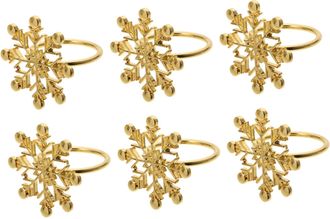 Cabilock 6 Stück Goldene Weihnachts Napkin Ringe Kreative Schneeflocken Serviettenhalter für Festliche Tischdekoration für Weihnachten Hochzeiten und Feiern