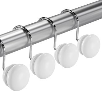Creative Scents Wei&szlig;e Duschvorhanghaken - Set mit 12 wei&szlig;en Duschvorhangringen f&uuml;r Badezimmer-Duschstange - stabile dekorative Duschvorhanghaken f&uuml;r Duschvorhang - le